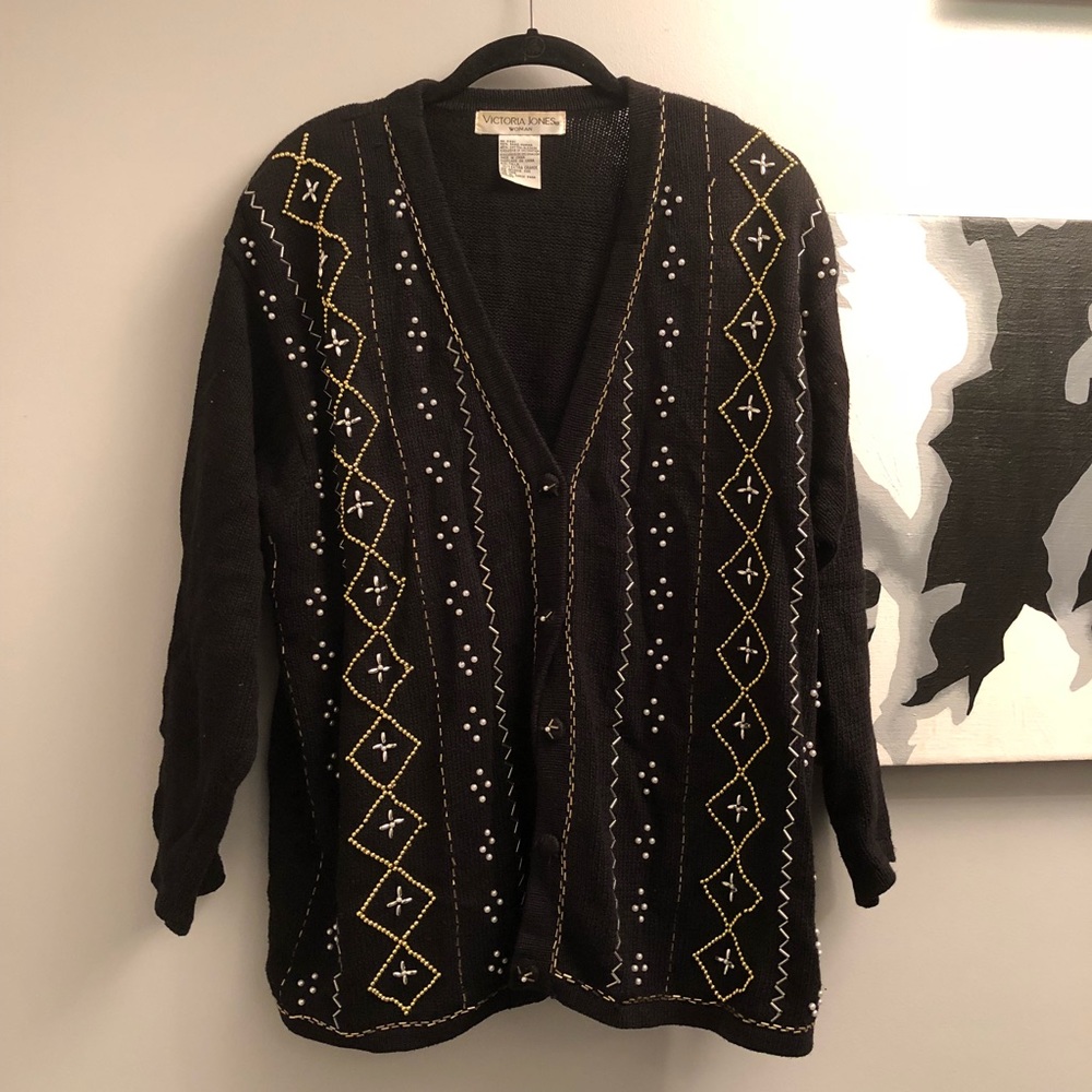 Victoria Jones Woman 1x Ramie/Cotton Cardigan Euc - Gem